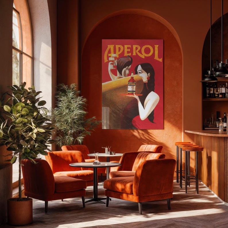 Aperol - Vintage Poster - Retro Bar Decor - Italian Advertisement Print ...