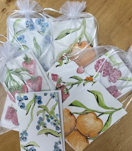 Watercolor Fruit Blank Inside/greeting Cards - Etsy