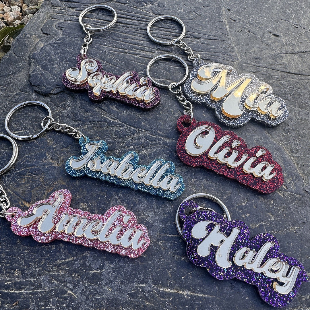 Personalized Glitter Plexiglass Keychain for Kids - Perfect Gift ...