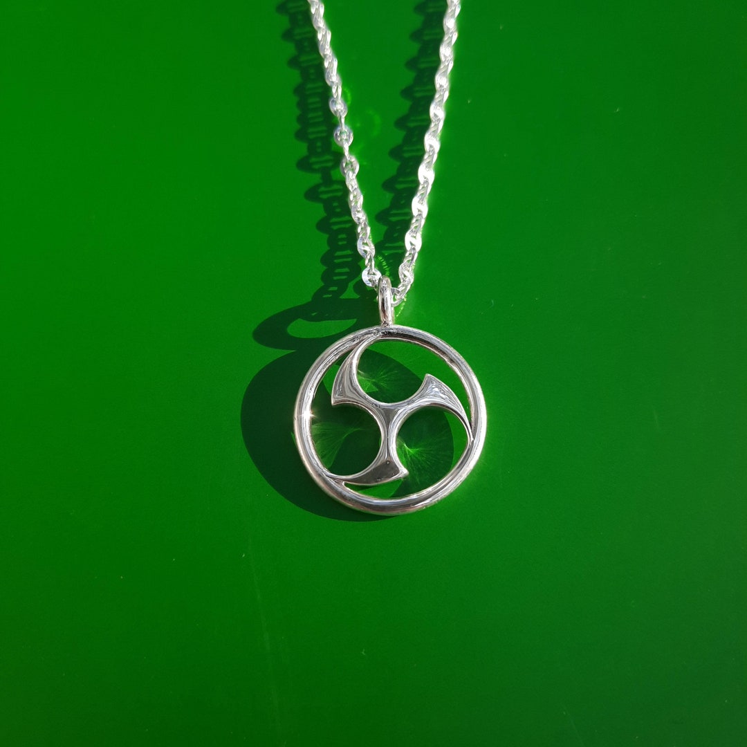 Mitsudomoe Symbol Pendant on 24" Anchor Chain in Sterling Silver ...