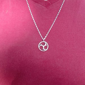 Mitsudomoe Symbol Pendant on 24" Anchor Chain in Sterling Silver ...