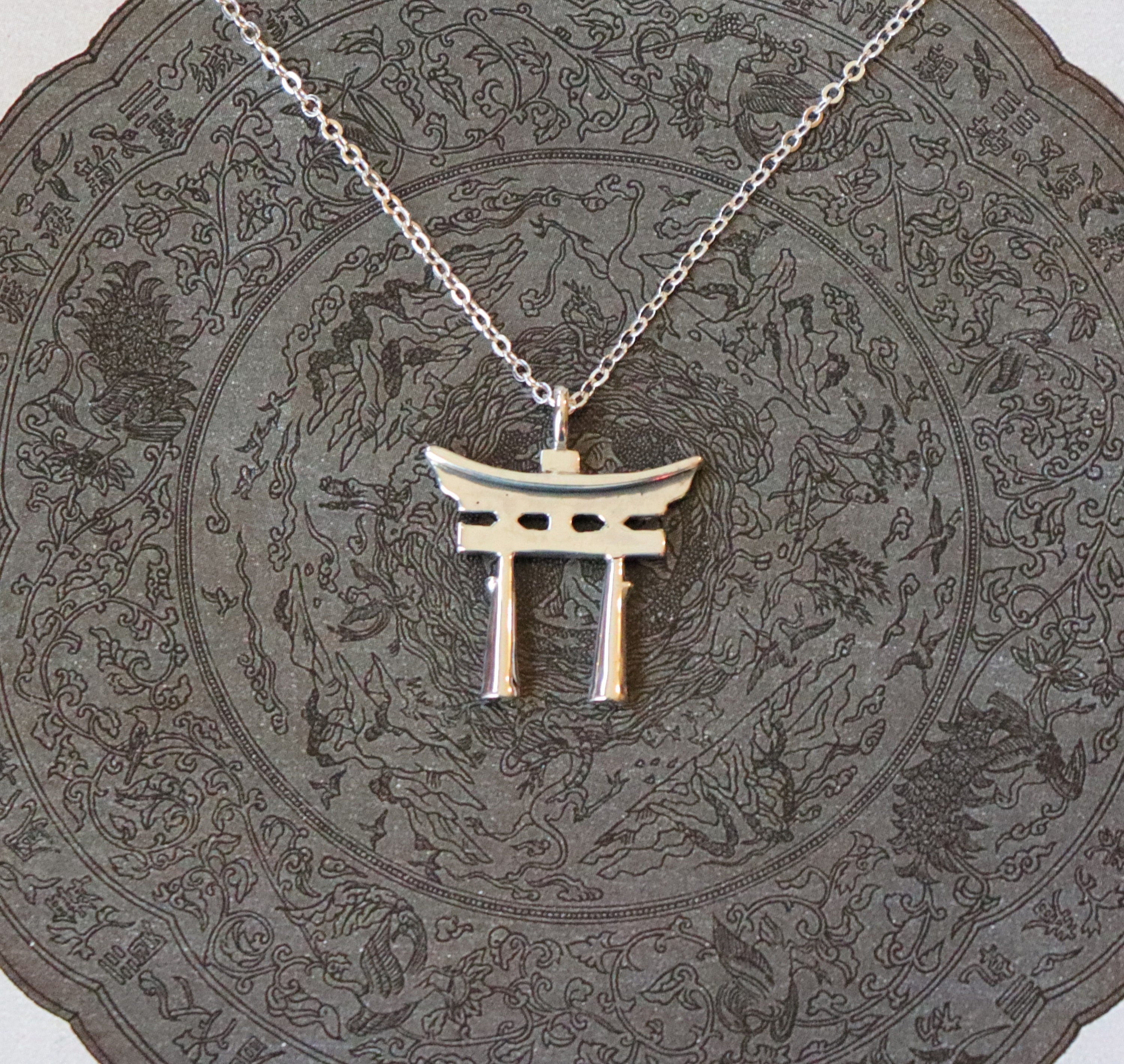 Torii Gate Japanese Shinto Symbol Pendant in Sterling Silver With 18 ...