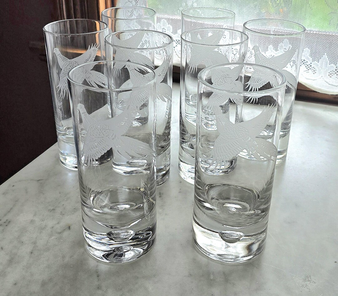 Lorraine Coyle Glass Artist Etched Pheasant Collins Glasses. Handmade ...