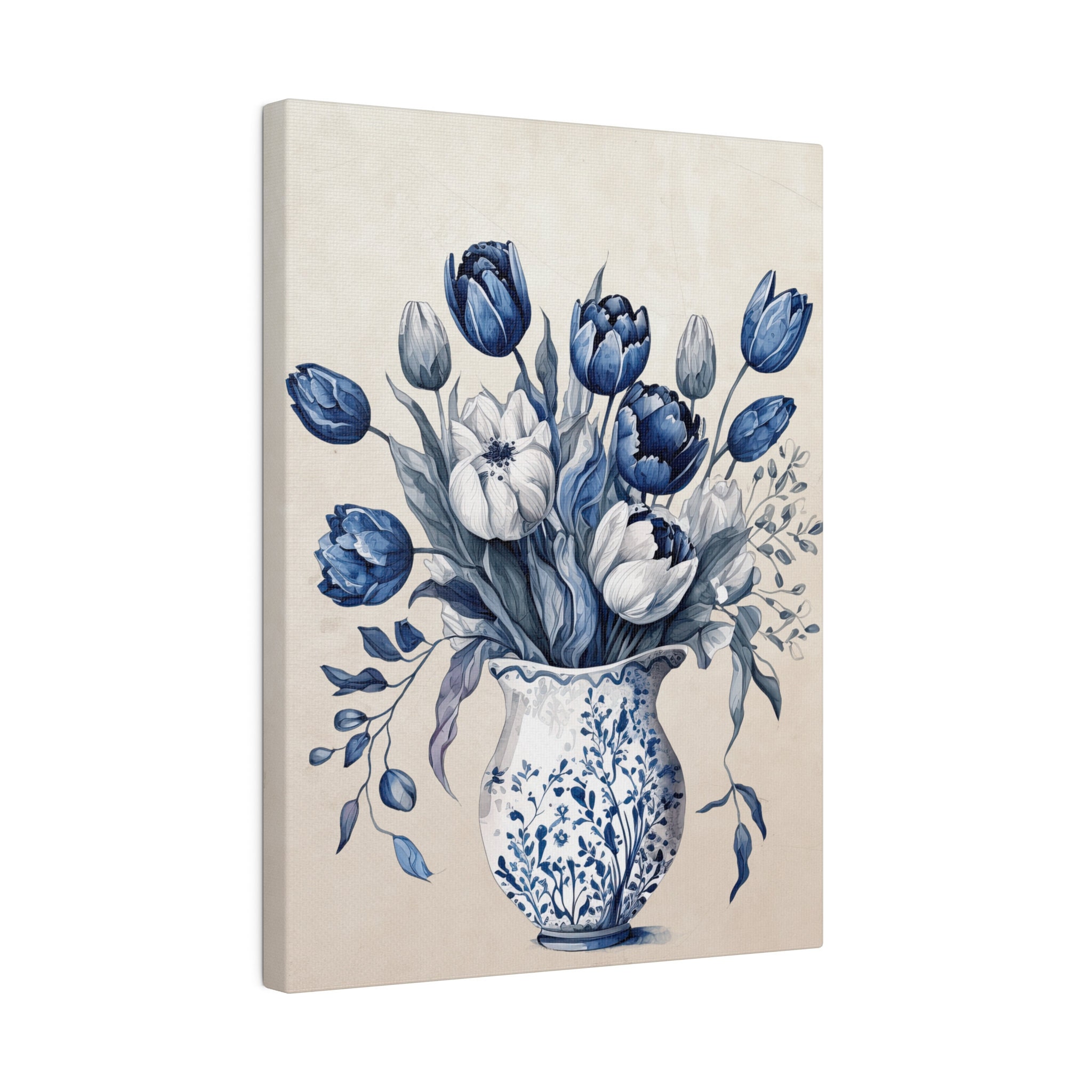 Delft Blue Tulip Canvas Art Print: Floral Home Decor - Etsy