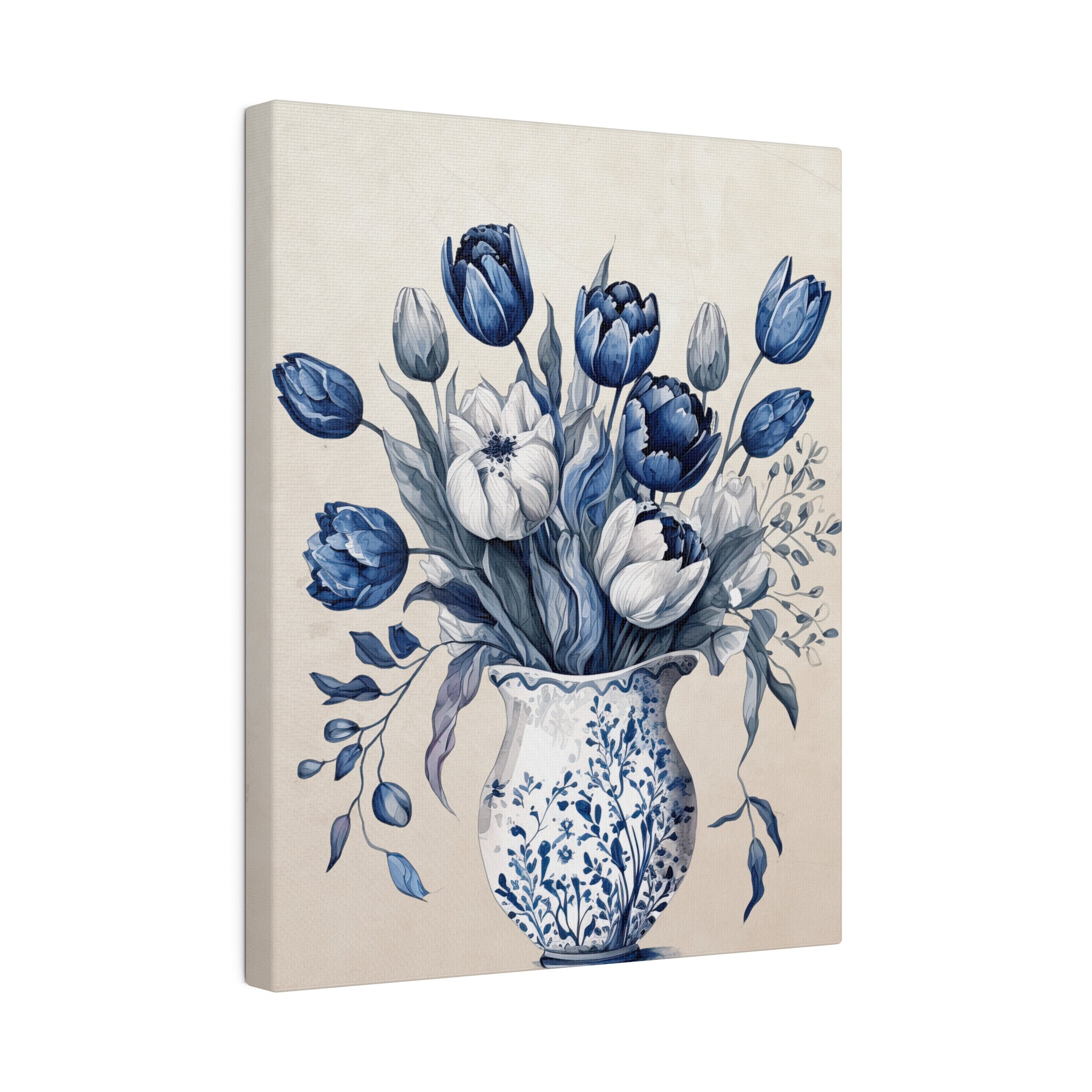 Delft Blue Tulip Canvas Art Print: Floral Home Decor - Etsy