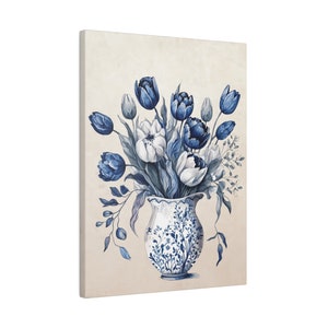 Delft Blue Tulip Canvas Art Print: Floral Home Decor - Etsy