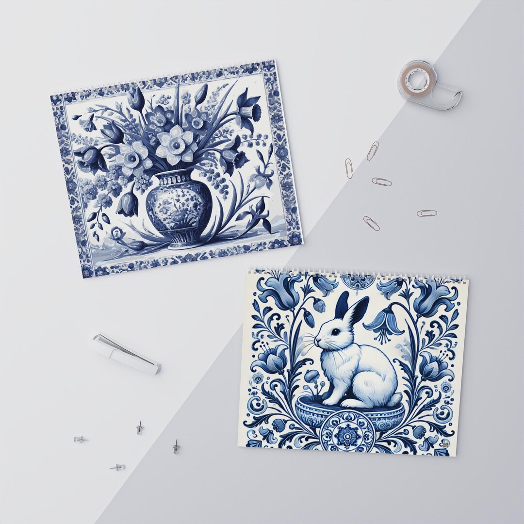 Delft Blue 2026 Wall Calendar: Dutch Floral Monthly Planner - Etsy