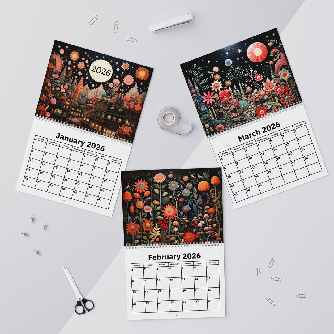 Vibrant Colors 2026 Monthly Wall Calendar - Etsy