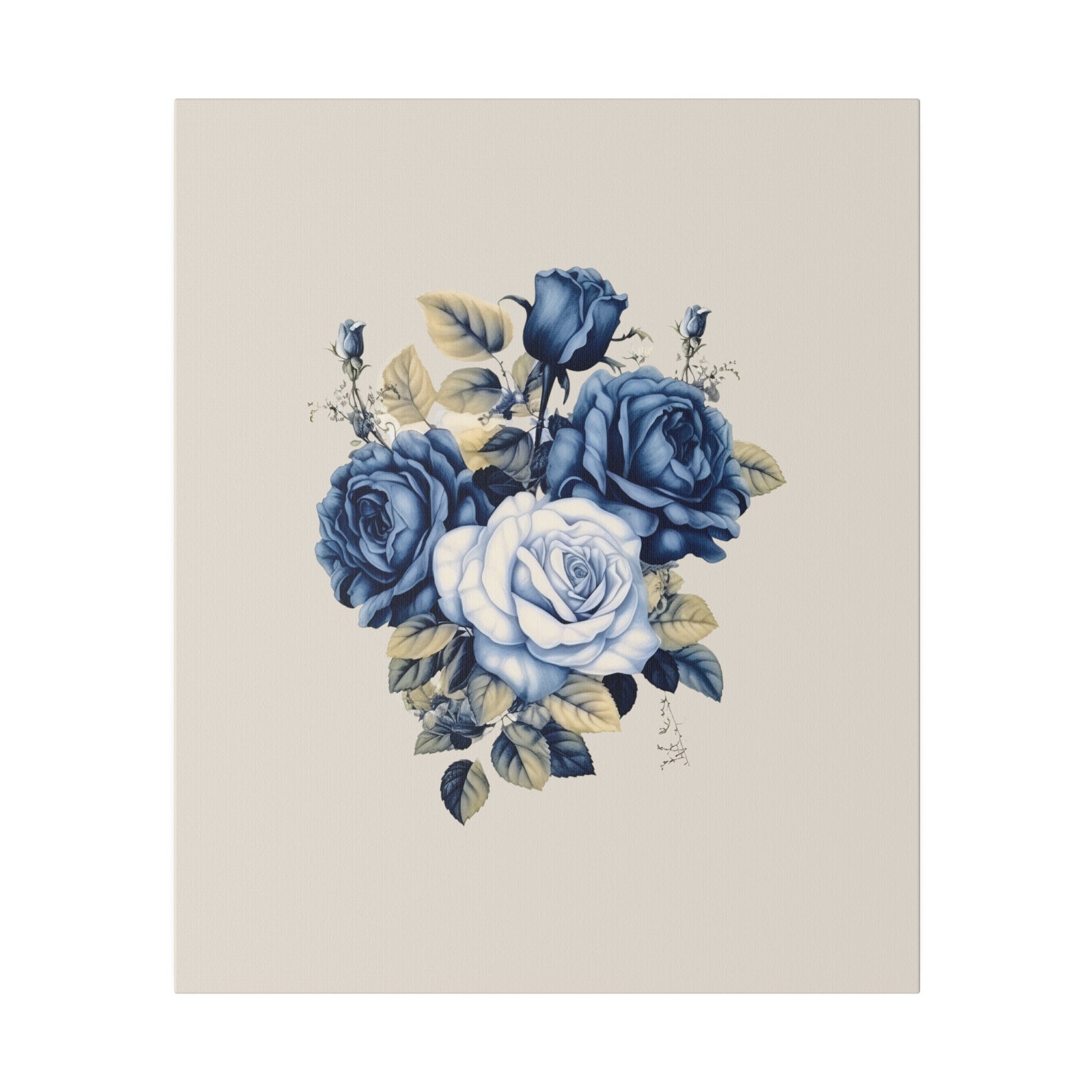 Delft Blue Flower Matte Canvas, Blue Flower Delft Design With Different ...