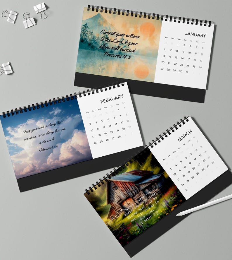 2025 Bible Scripture Monthly Desk Calendar, 2025 Desk Calendar, Bible ...