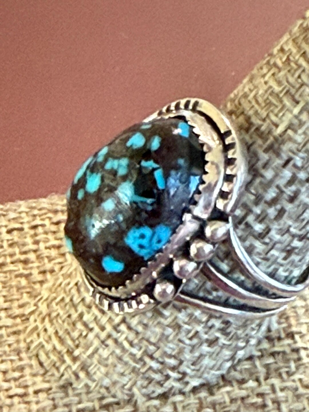 Vintage Navajo Sterling Silver Chunky Turquoise Ring Size 10 - Etsy
