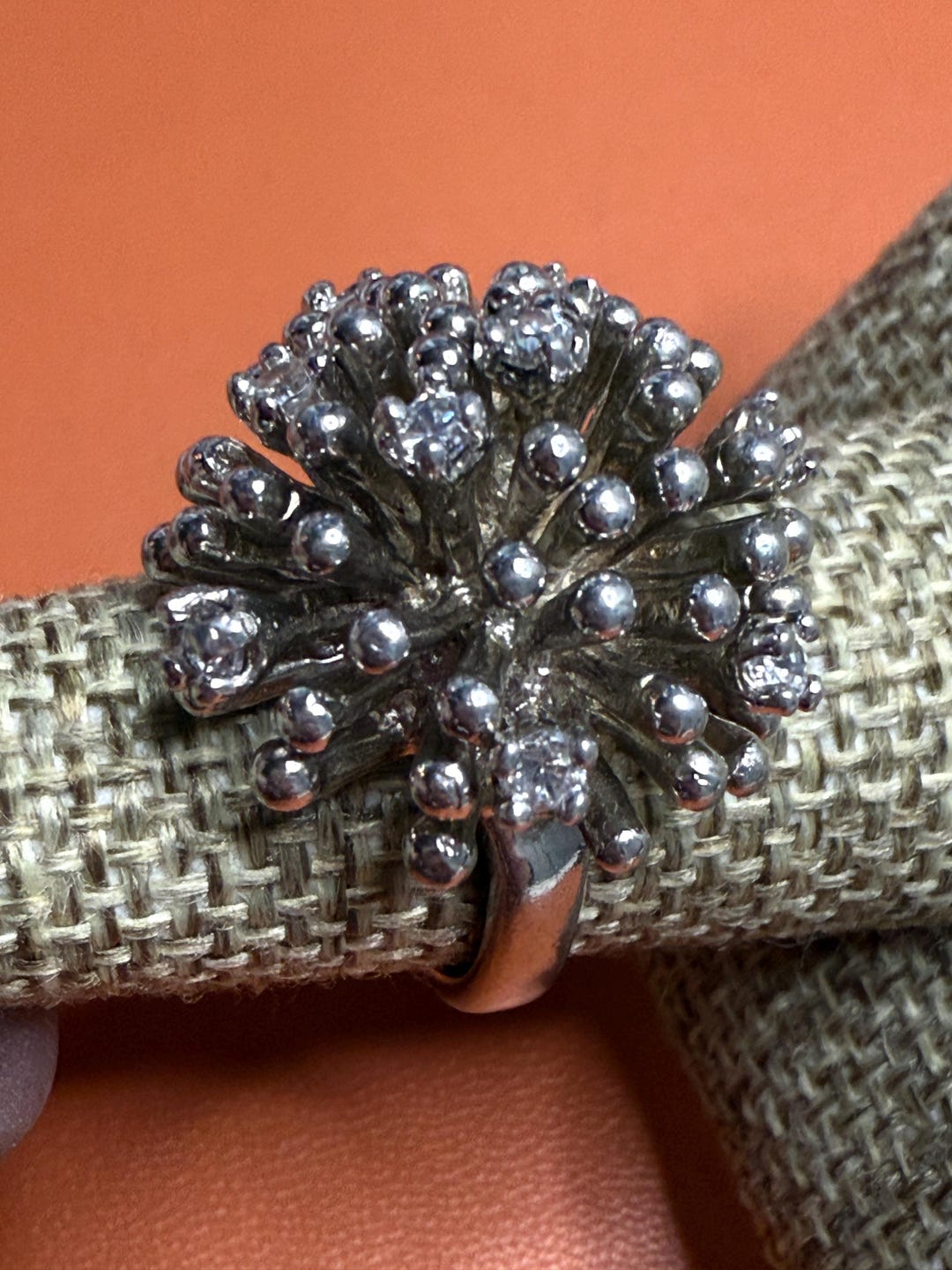Sterling Silver Brutalist Firework Ring With CZ Stones Size 7.75 - Etsy