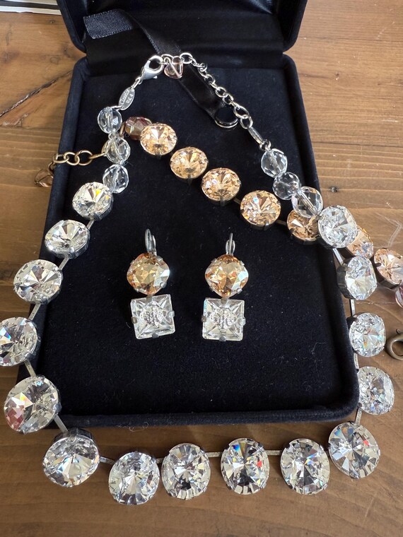 Sabika Crystal Jewelry Set: Clear & Champagne Swarovs… - Gem
