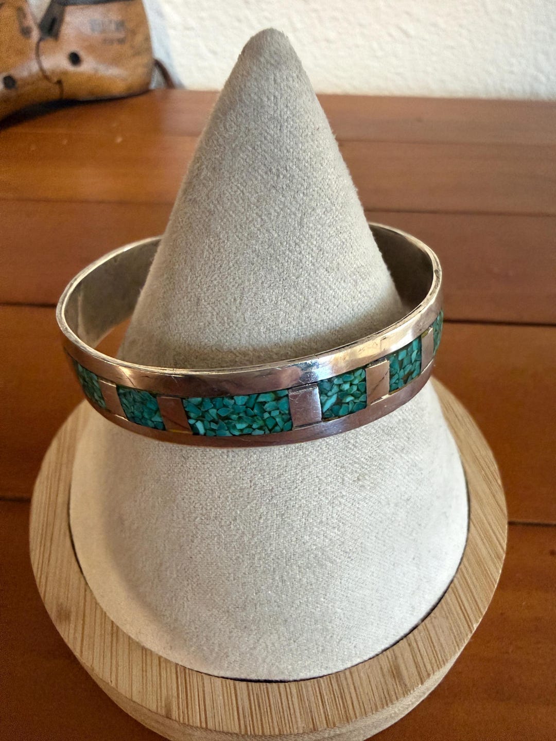 Sterling Silver Turquoise Chip Inlay Cuff Bracelet Southwestern Size 6. ...