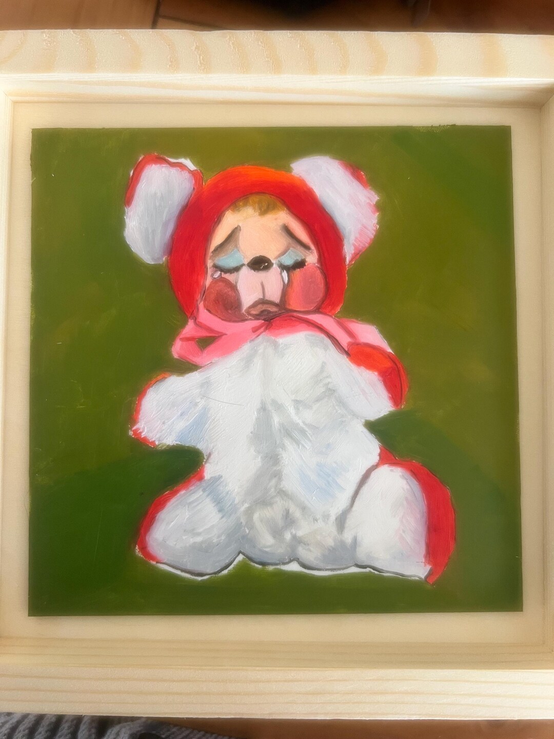 Original Oil Painting of Rare Vintage Rushton Rubber Faced Crying Bear ...