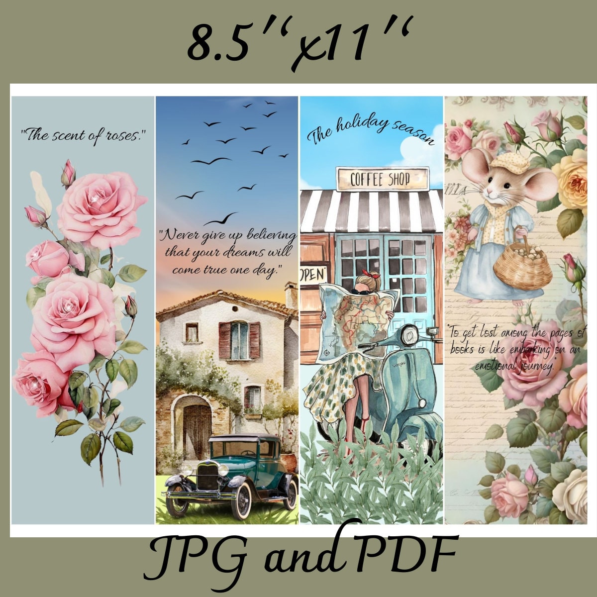 Printable Digital Bookmarks, Nostalgic and Gift-worthy Digital ...