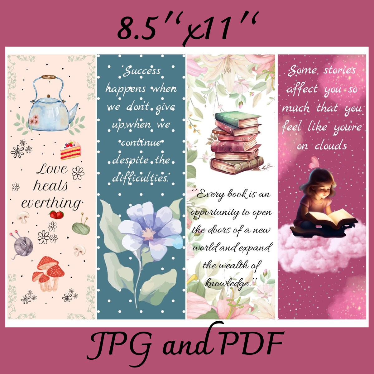 Printable Digital Bookmarks, Nostalgic and Gift-worthy Digital ...