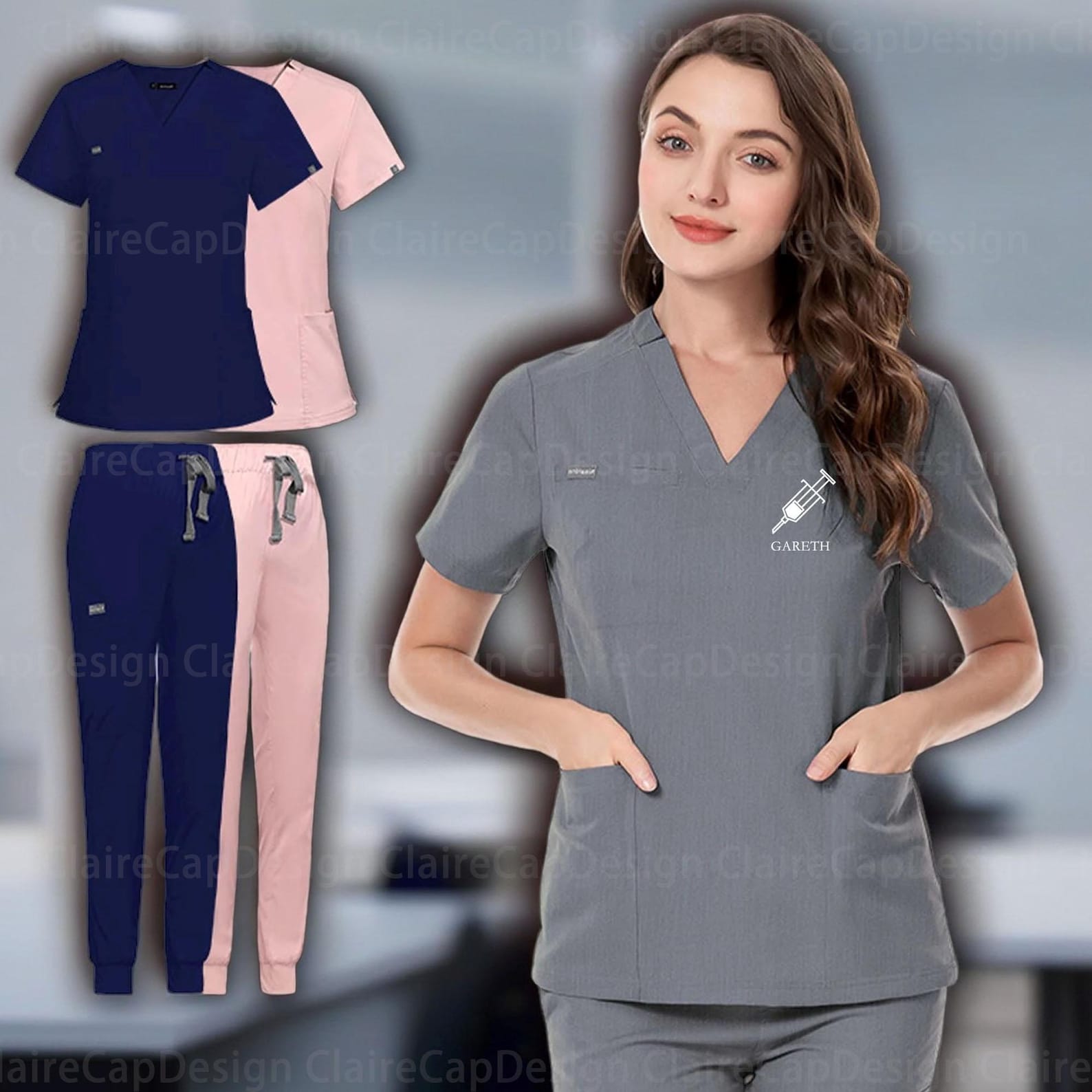 Nurse Uniform Personalised, Nurse Scrubs, Custom Scrub Set, Health ...