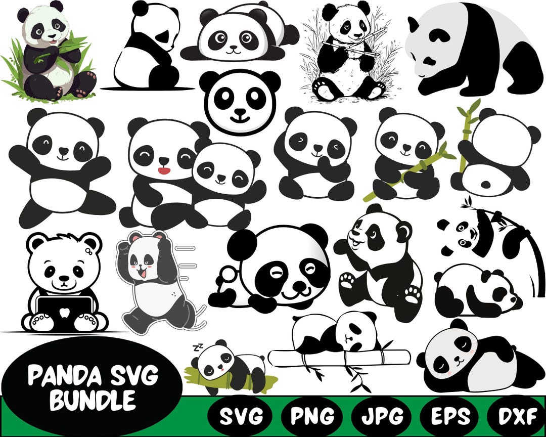Panda SVG Bundle, Panda PNG Bundle, Panda Clipart, Panda SVG Cut Files ...