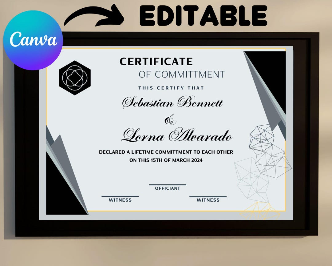 Commitment Certificate Template, Printable Certificate of Commitment ...