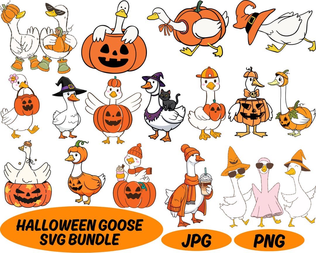 Halloween Goose PNG SVG Bundle: Funny Spooky Goose Designs (digital ...