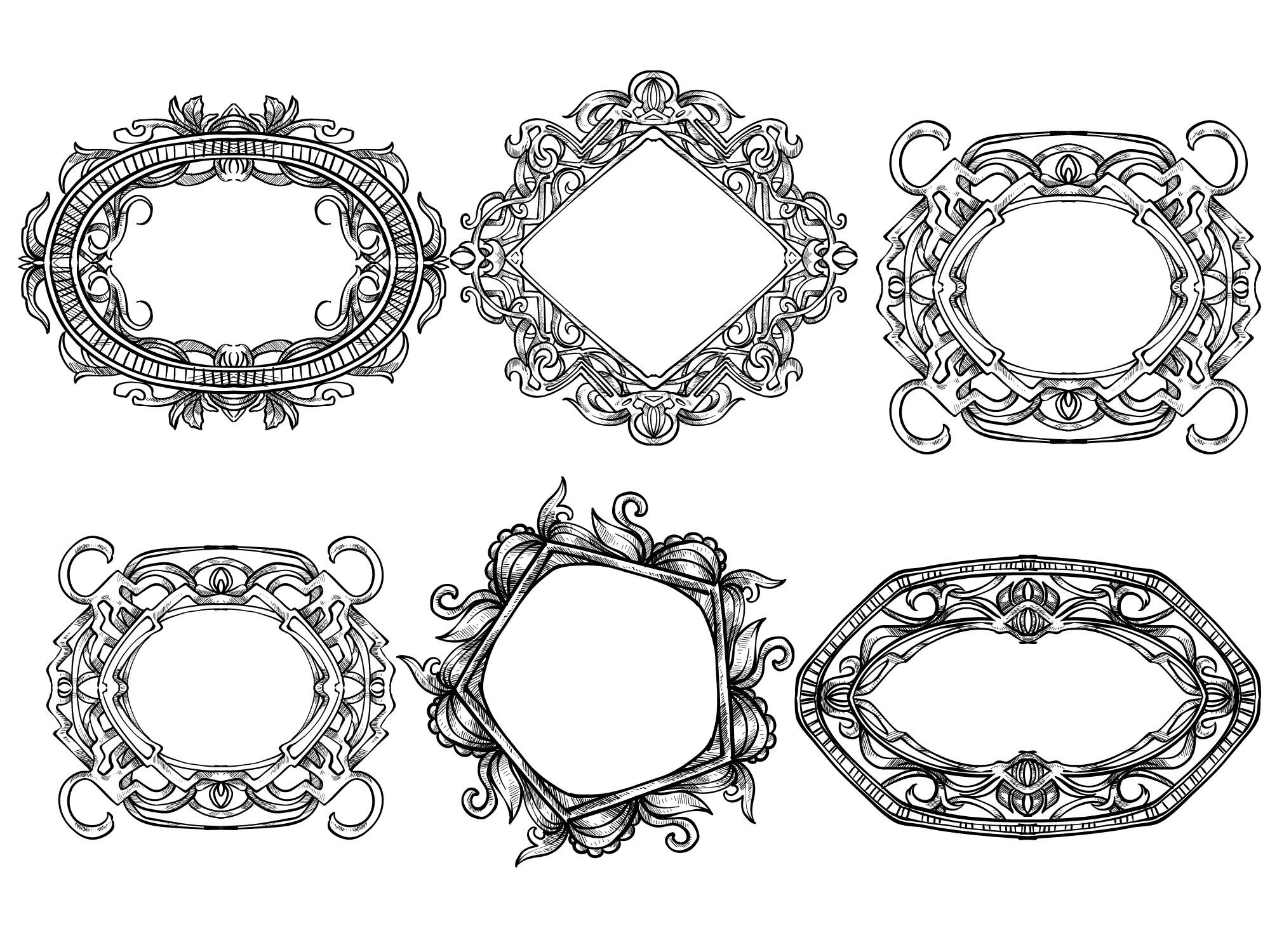 Vintage Mirror Frame SVG Bundle, Baroque Frame Svg, Ornate Frame Svg ...