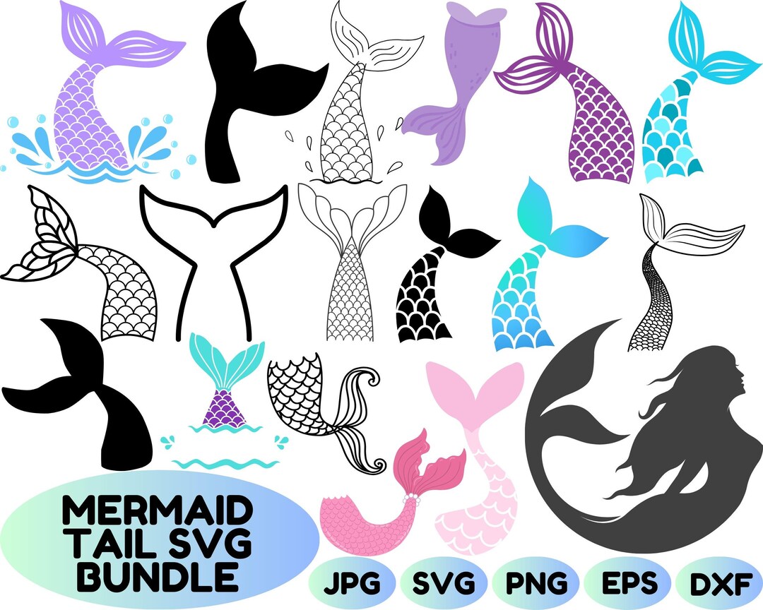 Mermaid Tail SVG Bundle: Scales, Birthday Cake Topper, Cricut (digital ...