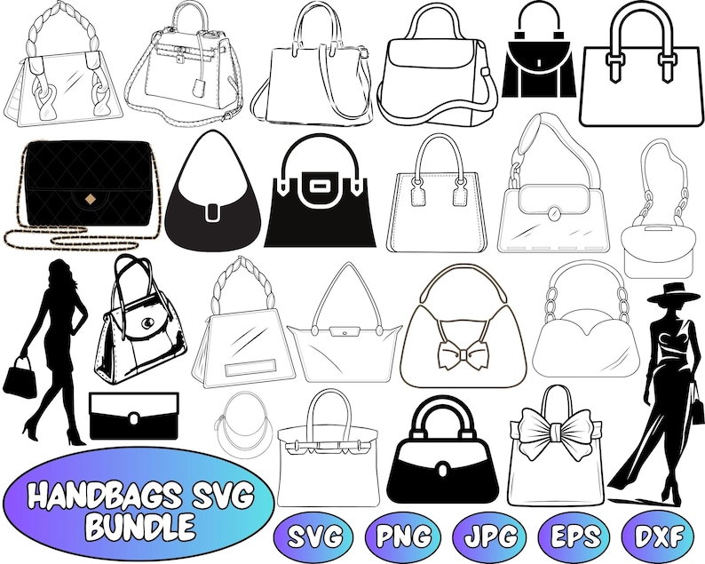 Handbag SVG Bundle, Handbag PNG Bundle, Handbag Clipart, Purse SVG Cut ...