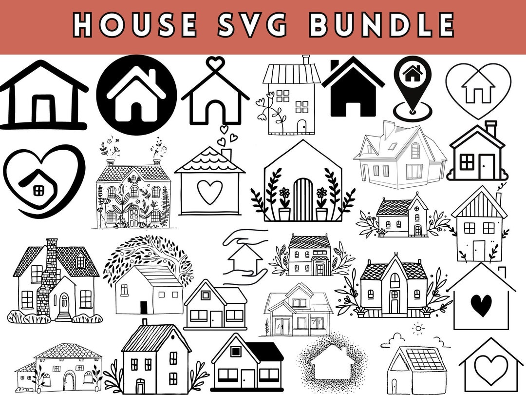 Little House Svg Bundle, Roof House Svg, House Outline Svg, Floral ...