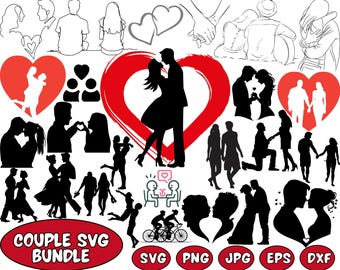 Couple Svg Bundle, Pair Svg, Valantine Svg, Couple Silhouette, Love Svg ...