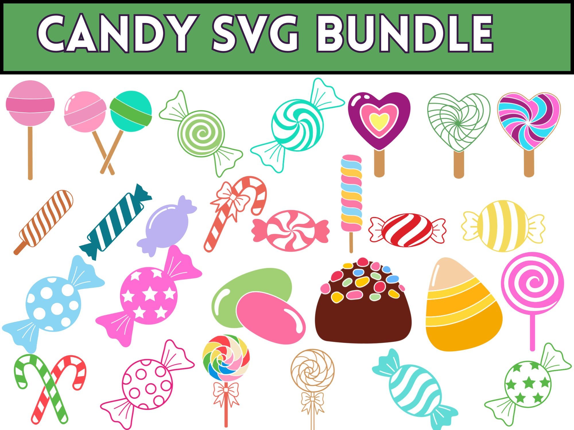 Candy Svg Bundle, Lollipop Svg, Sweets Svg, Candy Vector, Candy Clipart ...