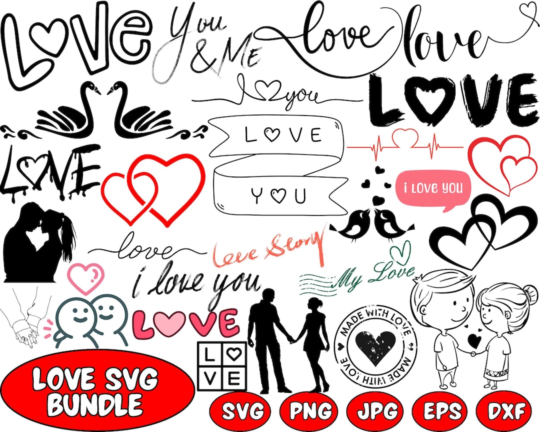 Love SVG Bundle: Heart Clipart, Valentine's Day Cut Files (digital ...