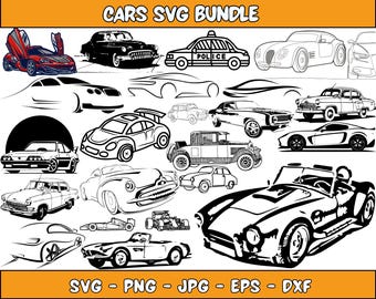 170 Car Svg Bundle, Retro Car Silhouette Svg, Sports Car Svg, Classic ...