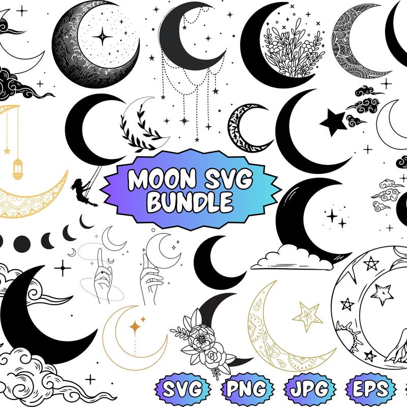 Crescent Moon Svg - Etsy