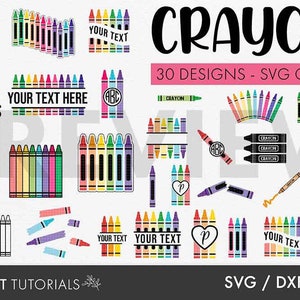 30 Crayon Split Monogram Svg, Crayon Svg, Teacher Svg, Crayon Wrapper ...