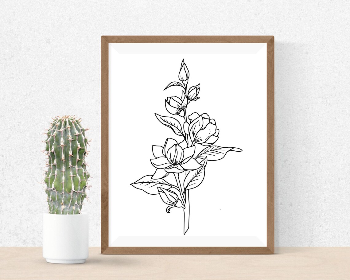 Jasmine Floral Outline SVG PNG: Vector Cut Files (digital Download) - Etsy