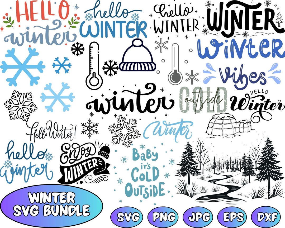 Winter Scene SVG Bundle, Instant Digital Download, PNG, SVG Cut Files ...