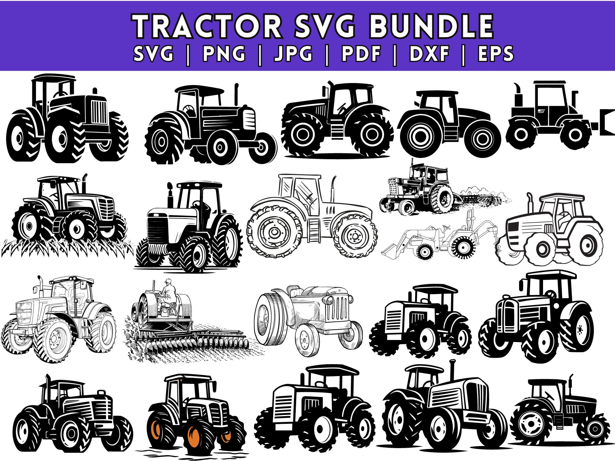 Tractor SVG Bundle, Tractor PNG Bundle, Tractor Clipart, Tractor SVG ...