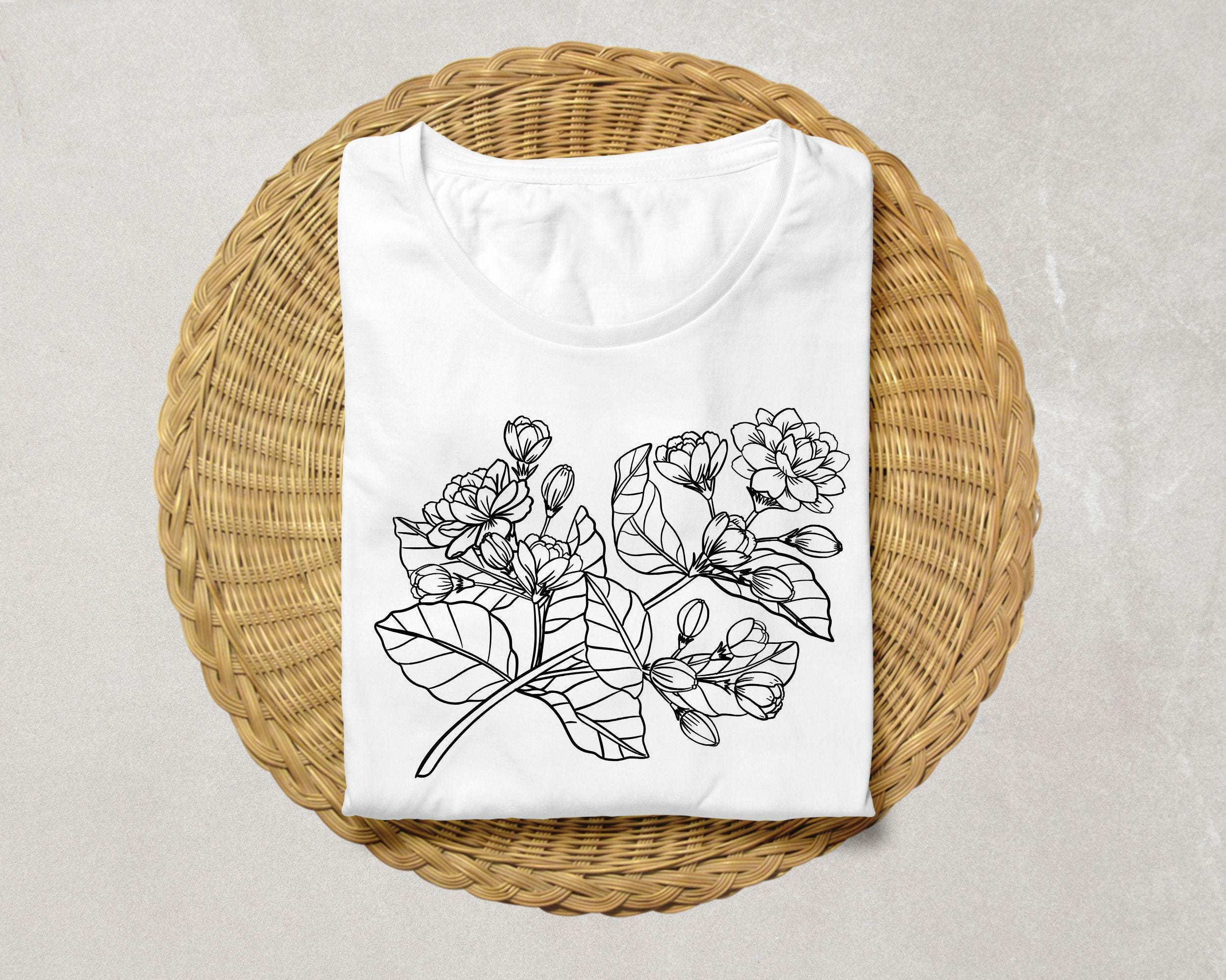 Jasmine Floral Outline SVG PNG: Vector Cut Files (digital Download) - Etsy