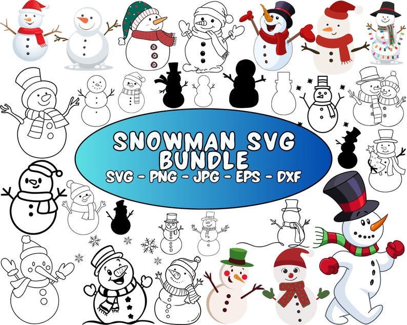 Snowman SVG. Snowman Clip Art in Svg Eps Dxf Png. Vector Files Ideal ...
