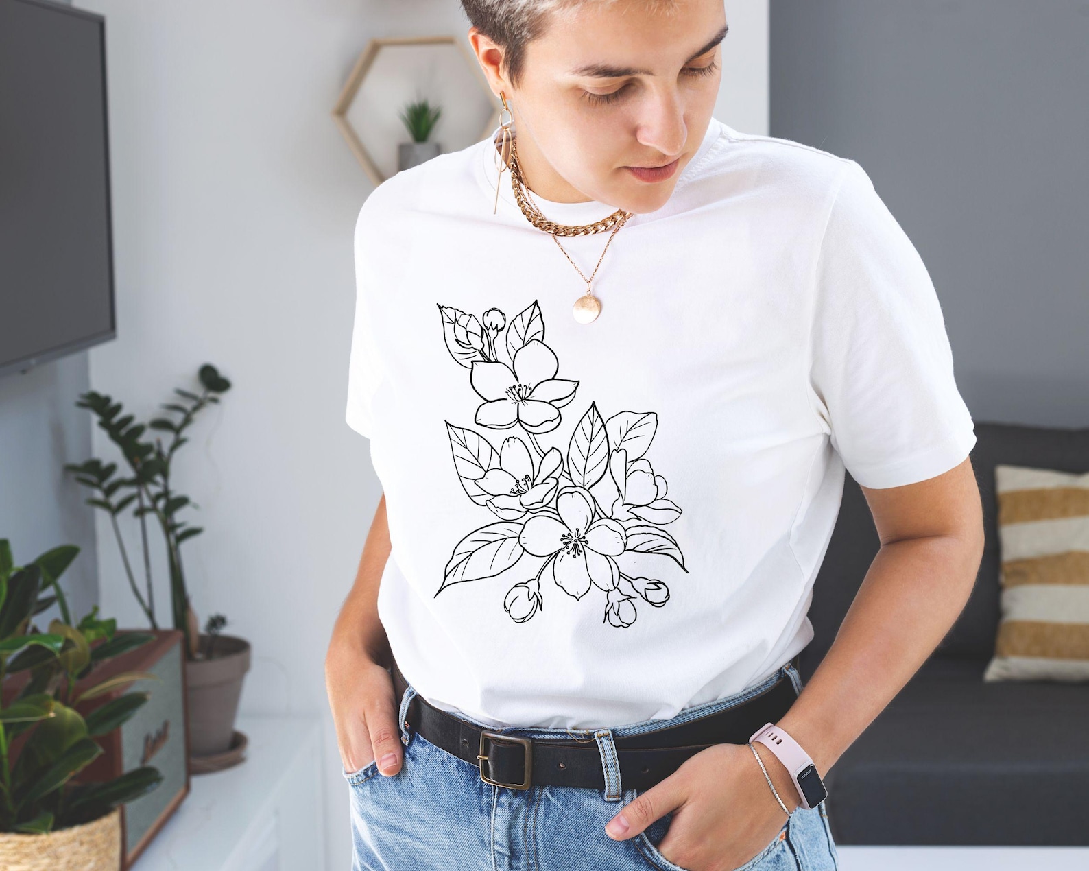 Jasmine Floral Outline SVG PNG: Vector Cut Files (digital Download) - Etsy