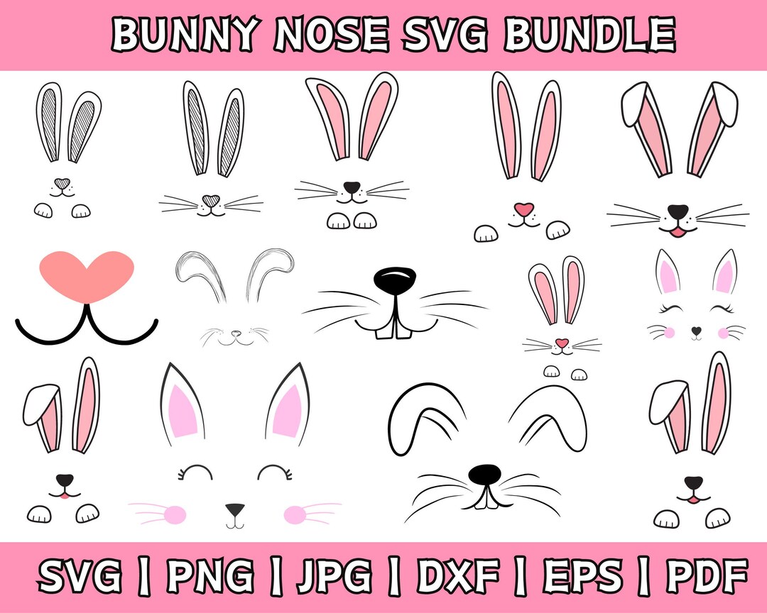 Easter Bunny Face SVG Bundle: Ears, Monogram, Cut Files (digital) - Etsy