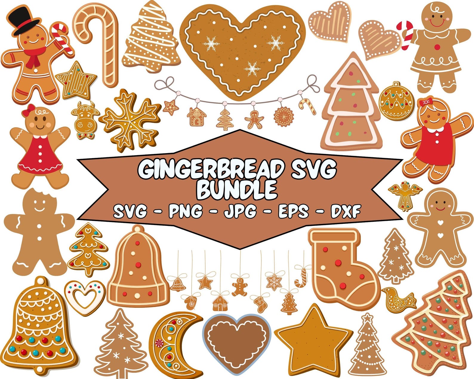 Gingerbread Svg Bundle, Gingerbread Man Svg, Gingerbread SVG, Christmas ...