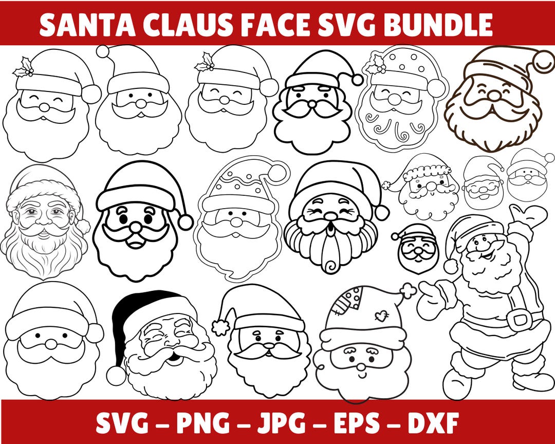 Santa Face SVG Bundle: Christmas Holiday Clipart (digital Download) - Etsy