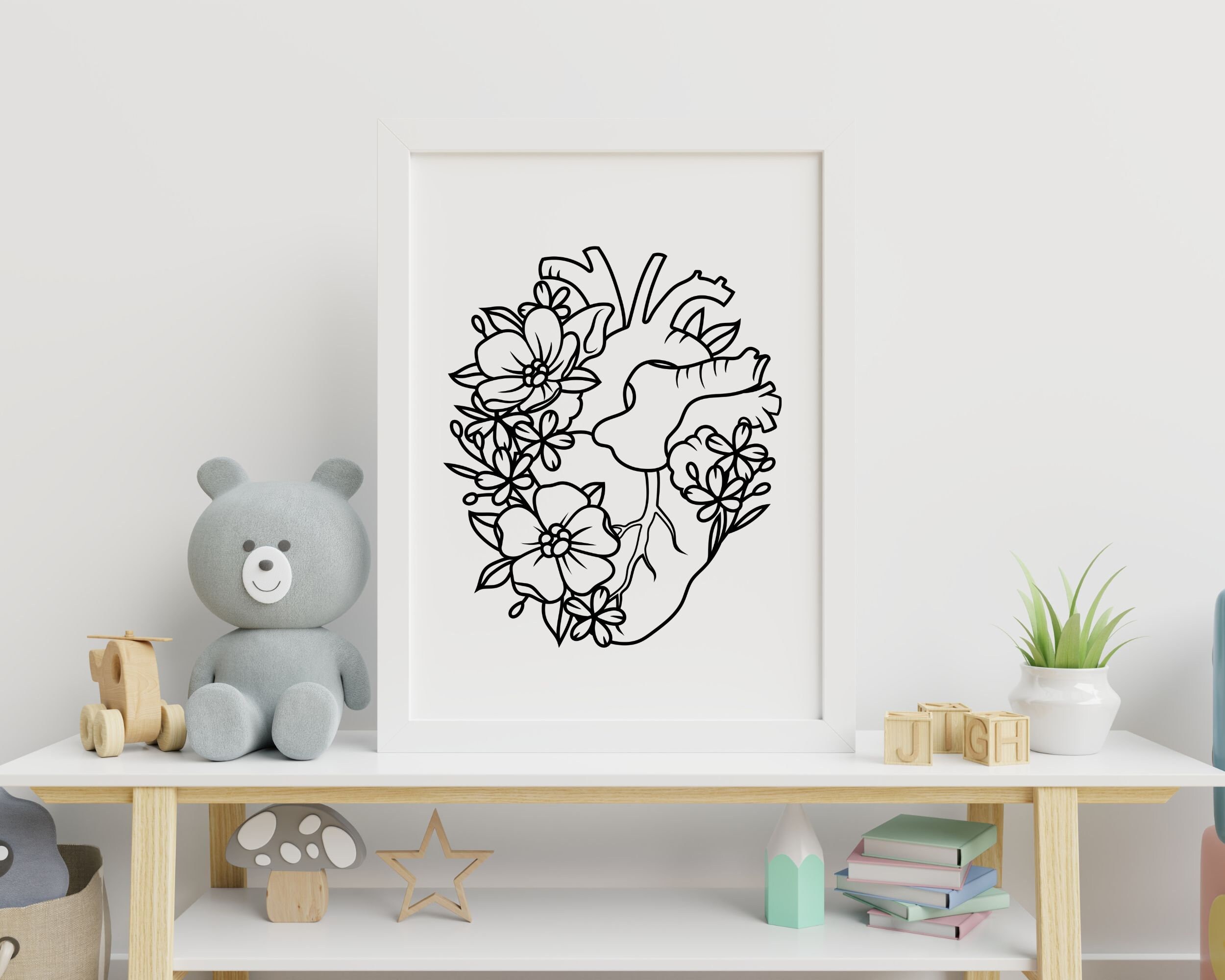 Anatomical Heart SVG Bundle: Floral, Realistic Heart Designs (digital ...