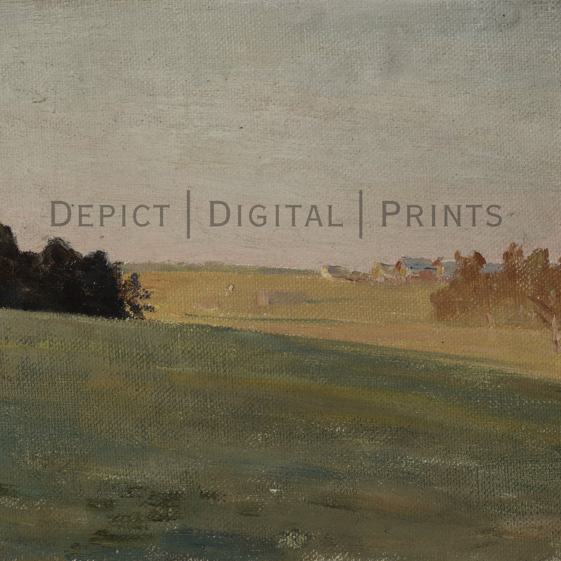 Set of 2 Abstract Landscape Paintings, Muted Green Country Painting ...