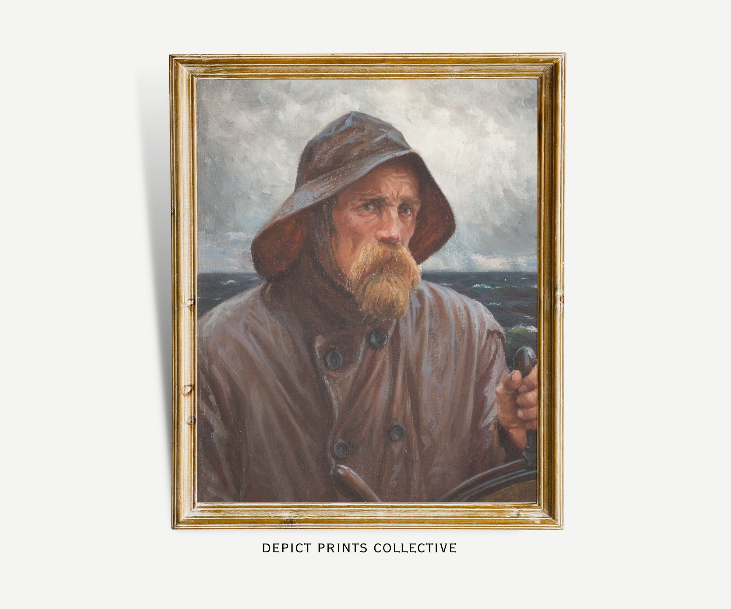 Vintage Sailor Portrait Art Print, Nautical Painting (digital Download ...