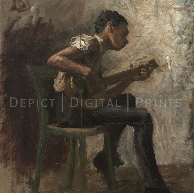 Vintage Banjo Player Portrait, Earth Tones Wall Art (digital Download ...