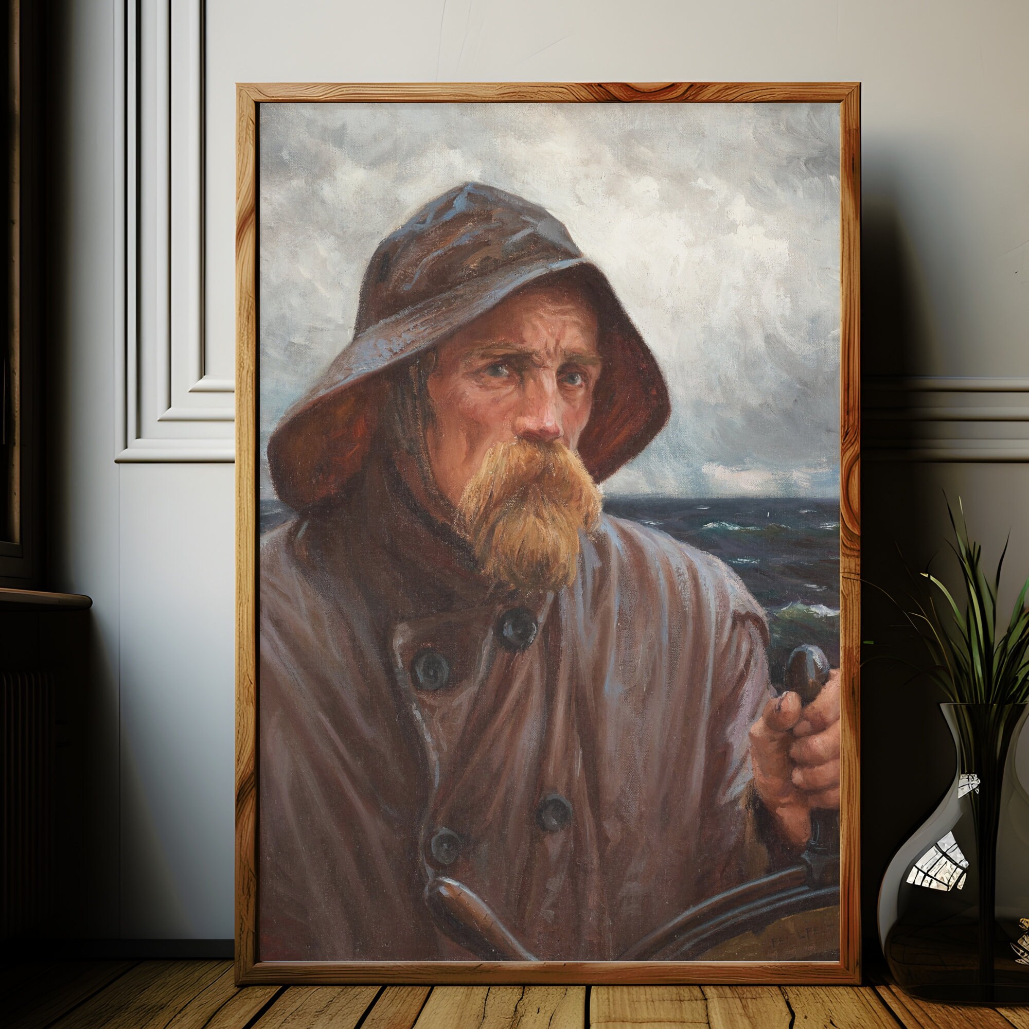 Vintage Sailor Portrait Art Print, Nautical Painting (digital Download ...