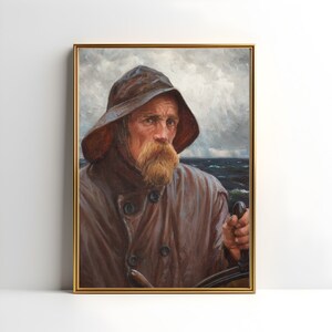 Vintage Sailor Portrait Art Print, Nautical Painting (digital Download ...